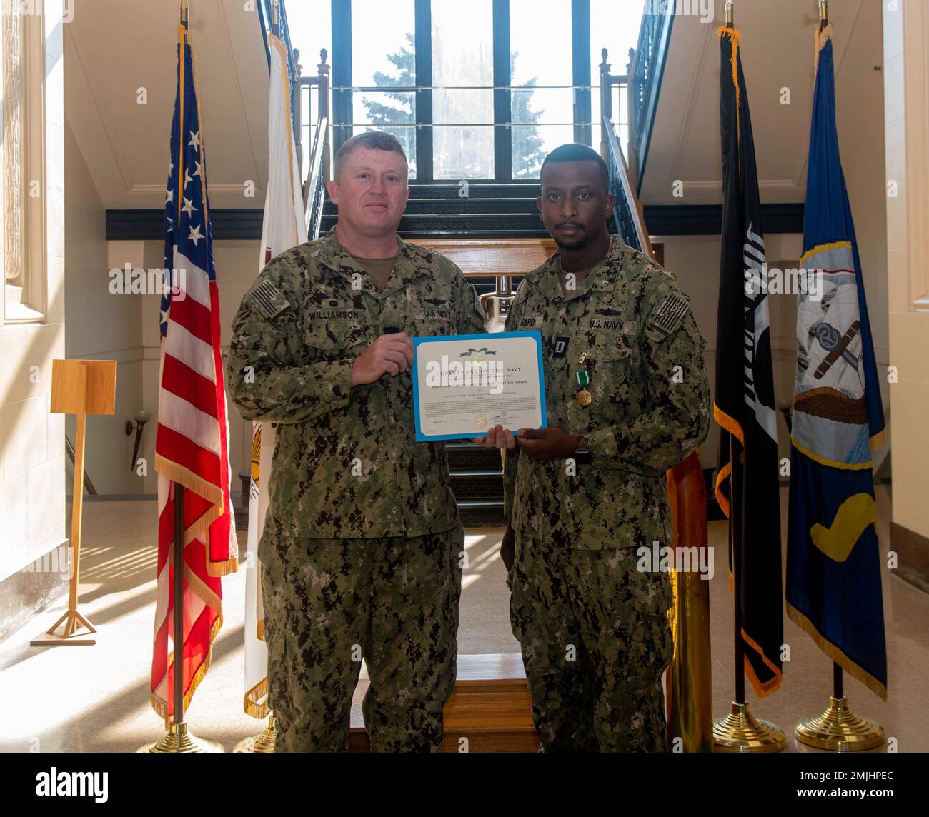 GREAT LAKES, Il. (Aug. 30, 2022) Capt. Jason Williamson, left, Naval ...