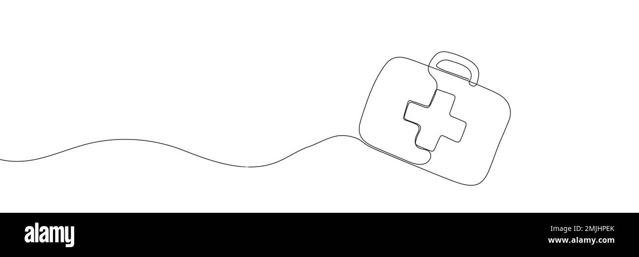Continuous line drawing of first aid kit isolated on white background ...