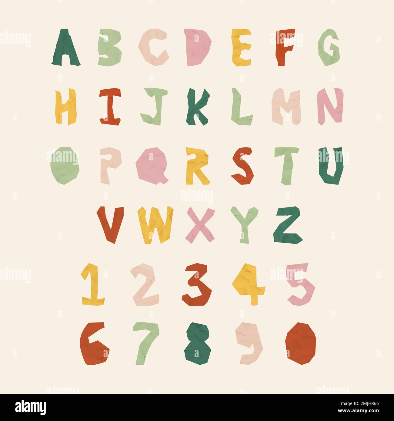 Paper cut alphabet and number typography vector set Stock Vector Image ...