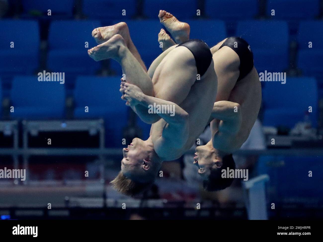 Britain's Daniel Goodfellow and Jack Laugher perform in the men's 3m ...