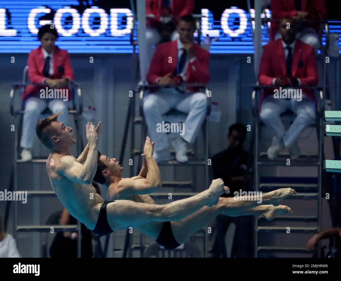 Britain's Daniel Goodfellow and Jack Laugher perform in the men's 3m ...