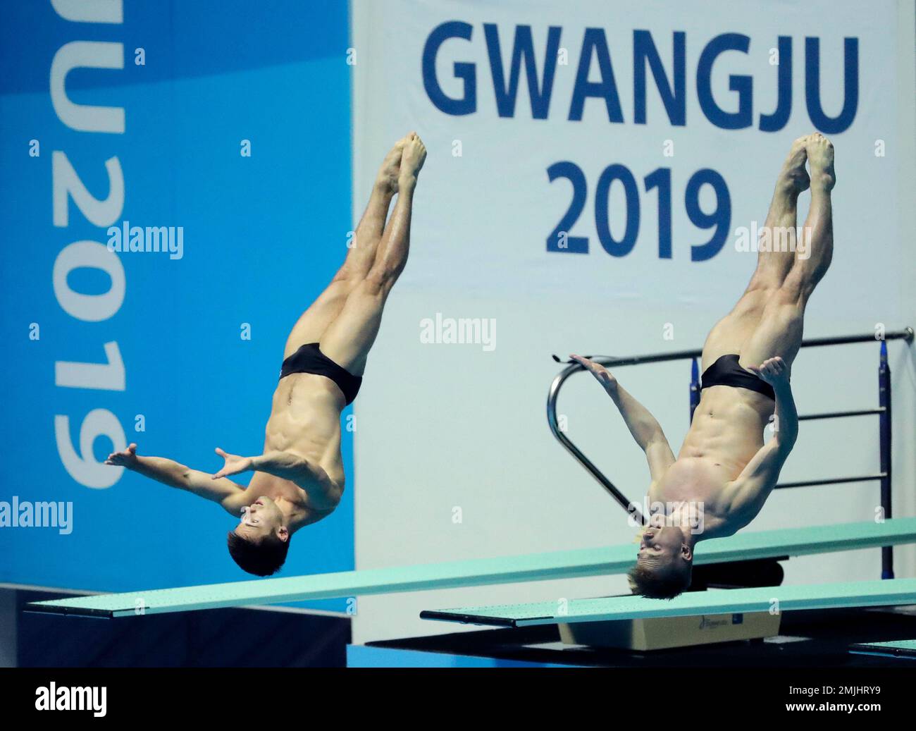 Britain's Daniel Goodfellow and Jack Laugher perform in the men's 3m ...