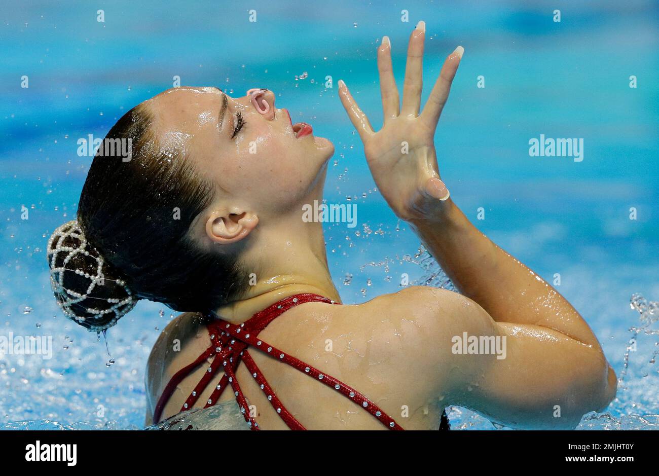 Britain's Kate Shortman performs in the artistic swimming solo ...