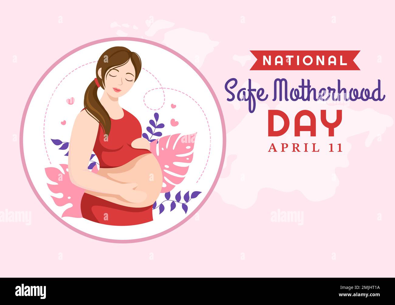 National Safe Motherhood Day on April 1 Illustration with pregnant ...