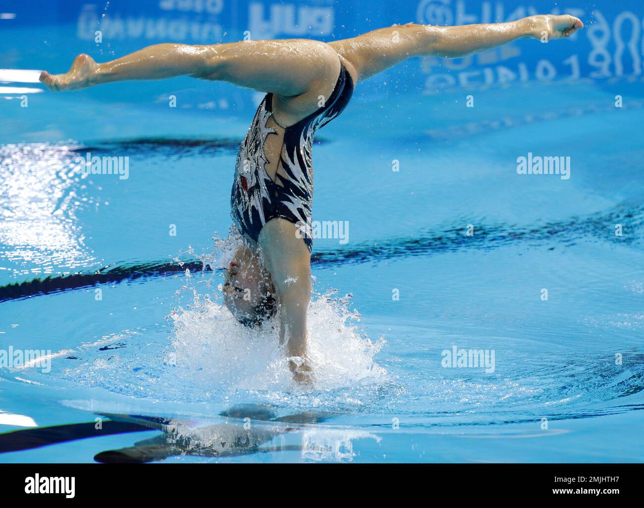 China's Shi Haoyu and Zhang Yayi perform during the artistic swimming ...