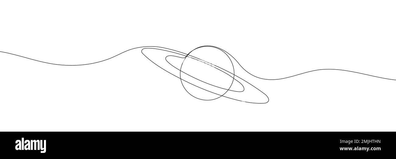 Continuous one line drawing Saturn Planet. Vector illustration. Vector ...