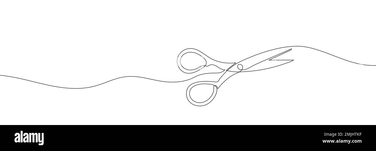 Continuous scissors with one line on a white background. Vector ...