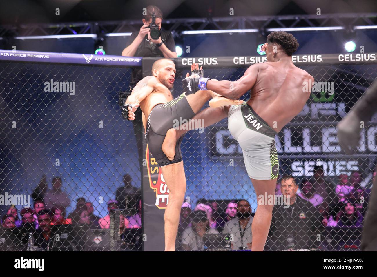 ORLANDO, FL - JANUARY 27: (L-R) Eric Alequin and Thad Jean trade kicks ...