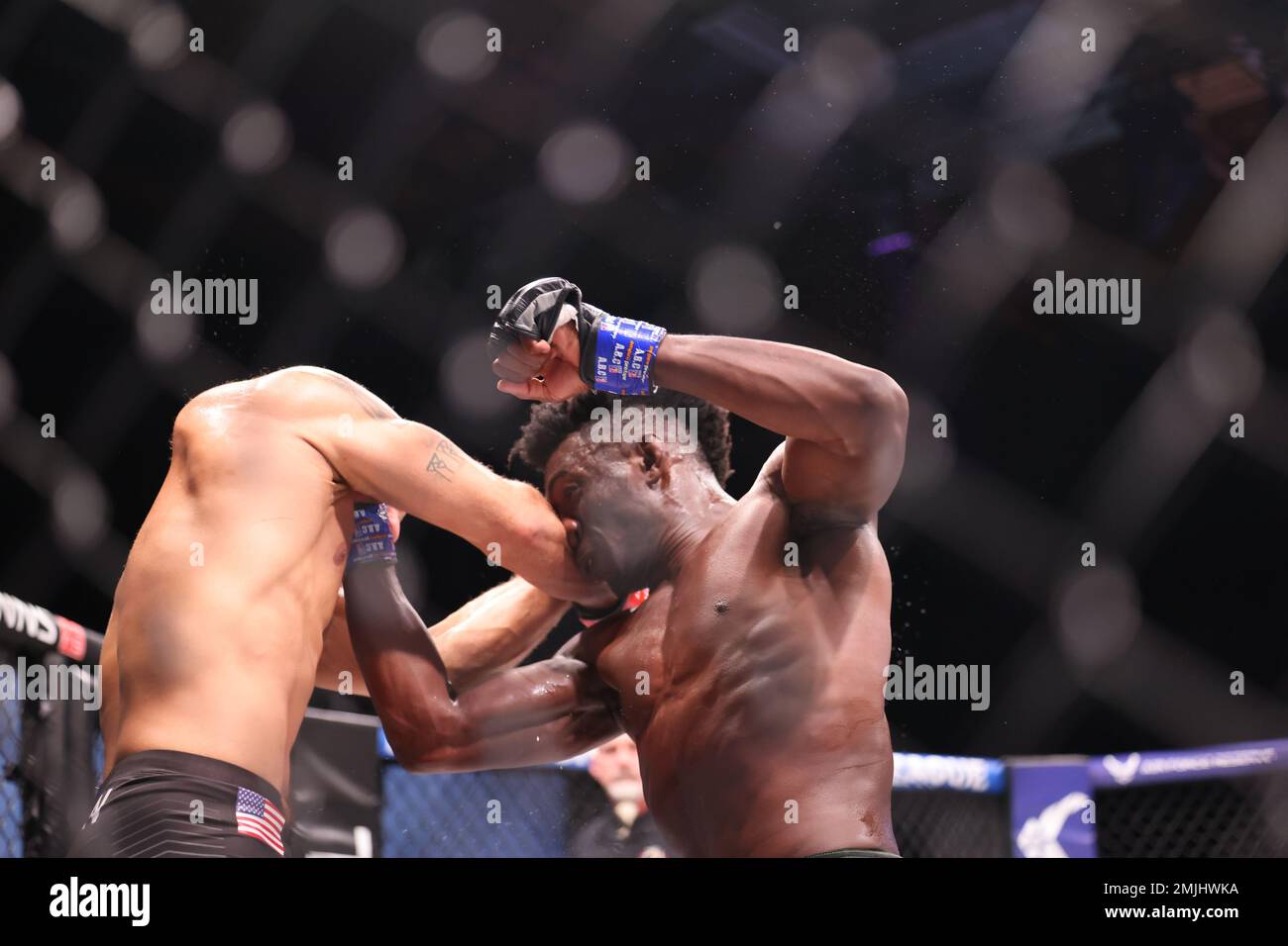 ORLANDO, FL - JANUARY 27: (R-L) Eric Alequin’s forearm lands on Thad ...