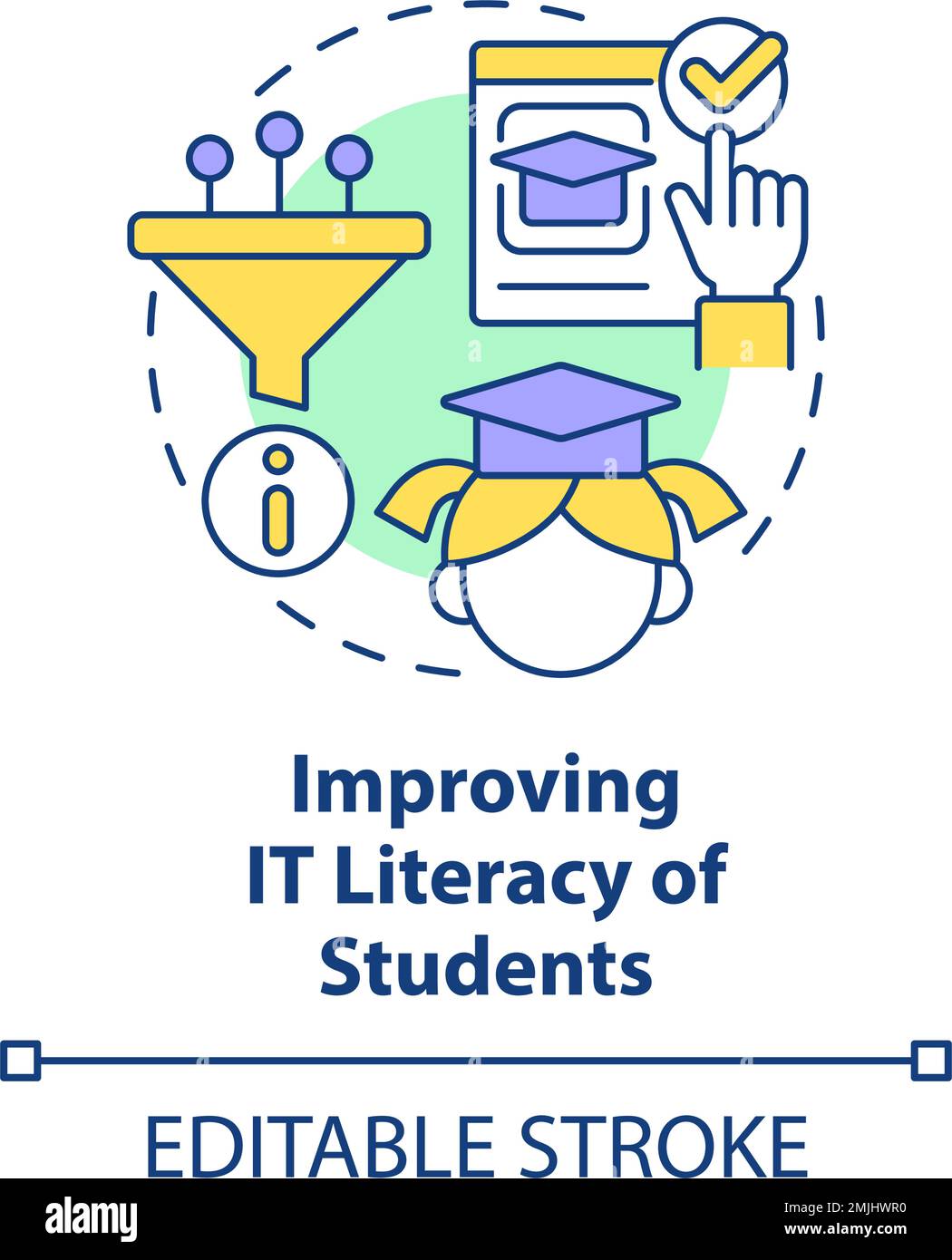 Improving IT literacy of students concept icon Stock Vector Image & Art ...