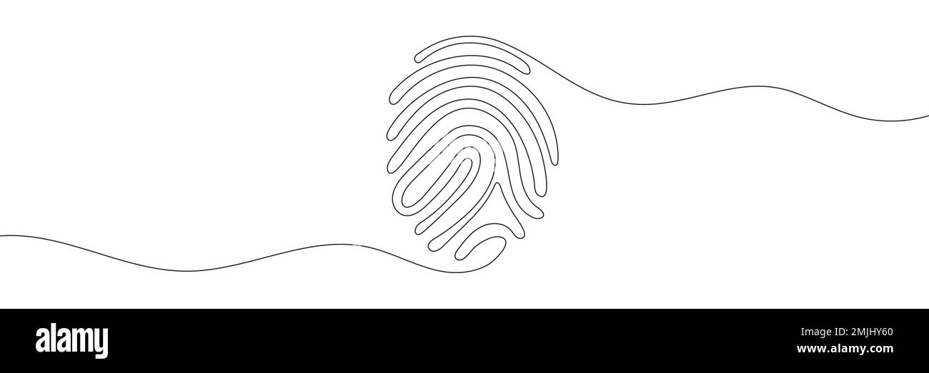 Linear drawing of a fingerprint. Continuous line drawing of biometric ...