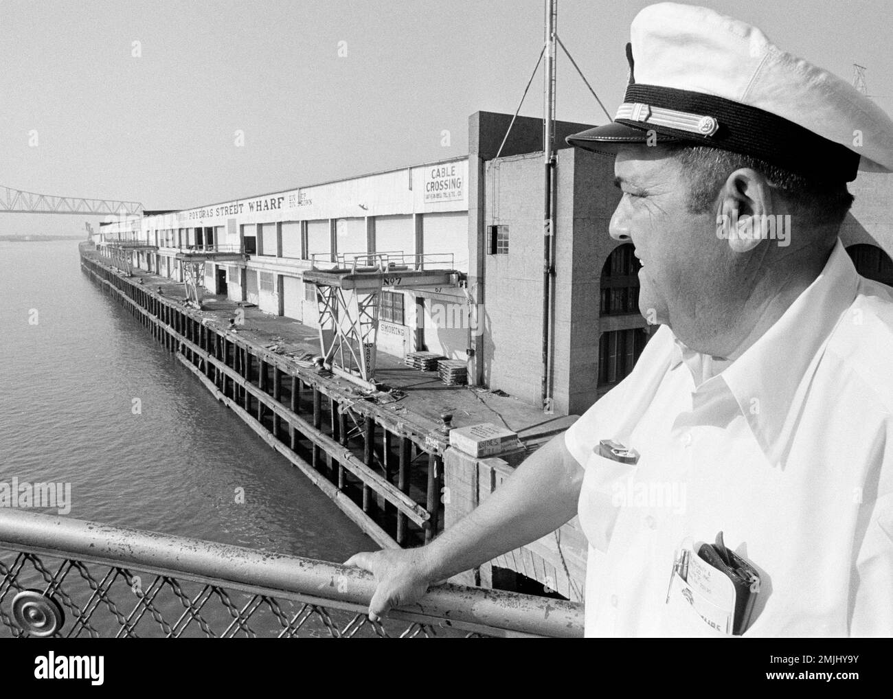Capt. Earl Danos of the Steamship President views a deserted wharf on ...