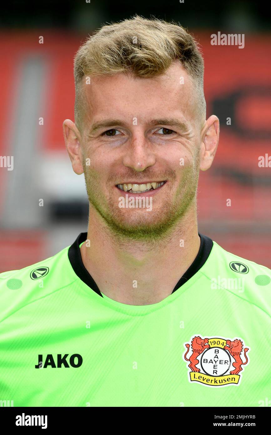 Leverkusen's Finnish goalkeeper Lukas Hradecky poses for a photo during ...