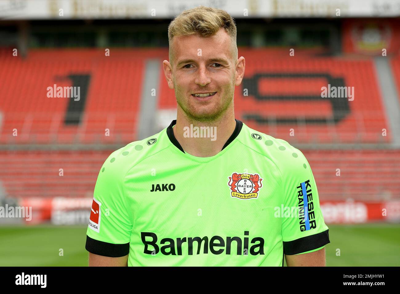 Leverkusen's Finnish goalkeeper Lukas Hradecky poses for a photo during ...