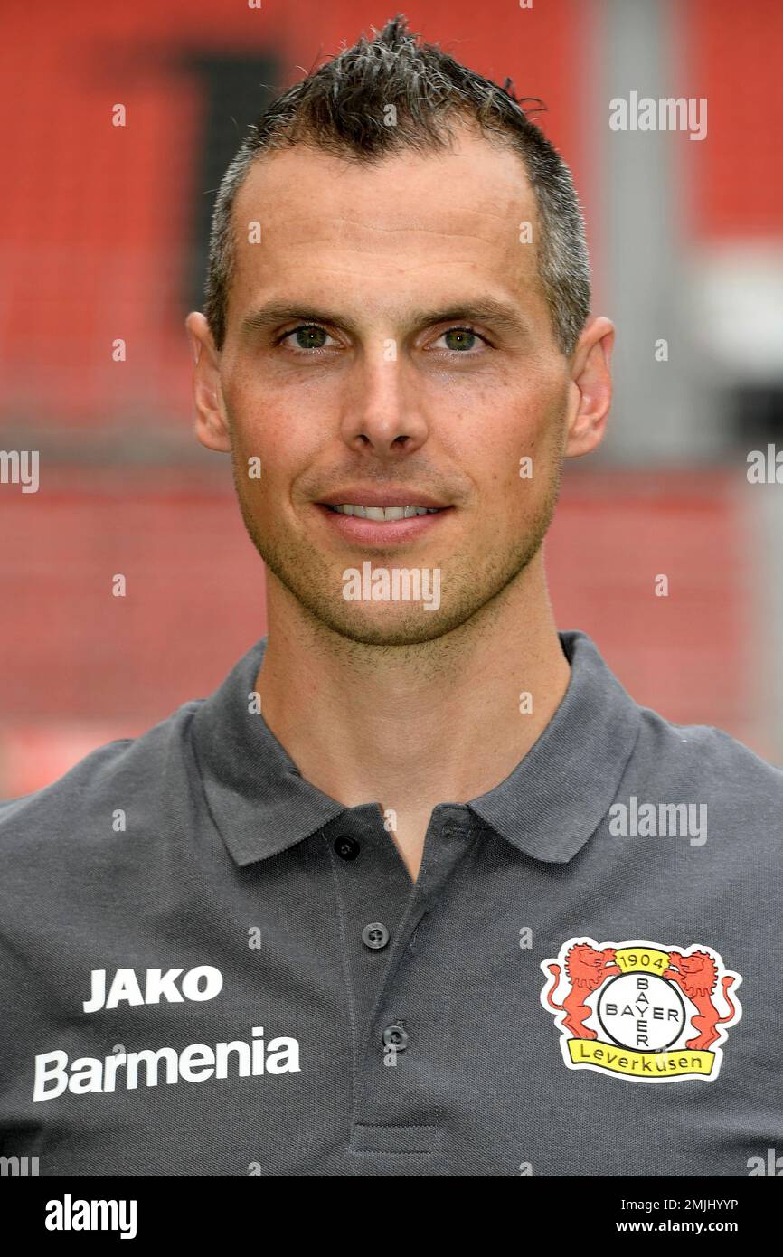 Leverkusen's goalkeeper coach David Thiel poses for a photo during the ...