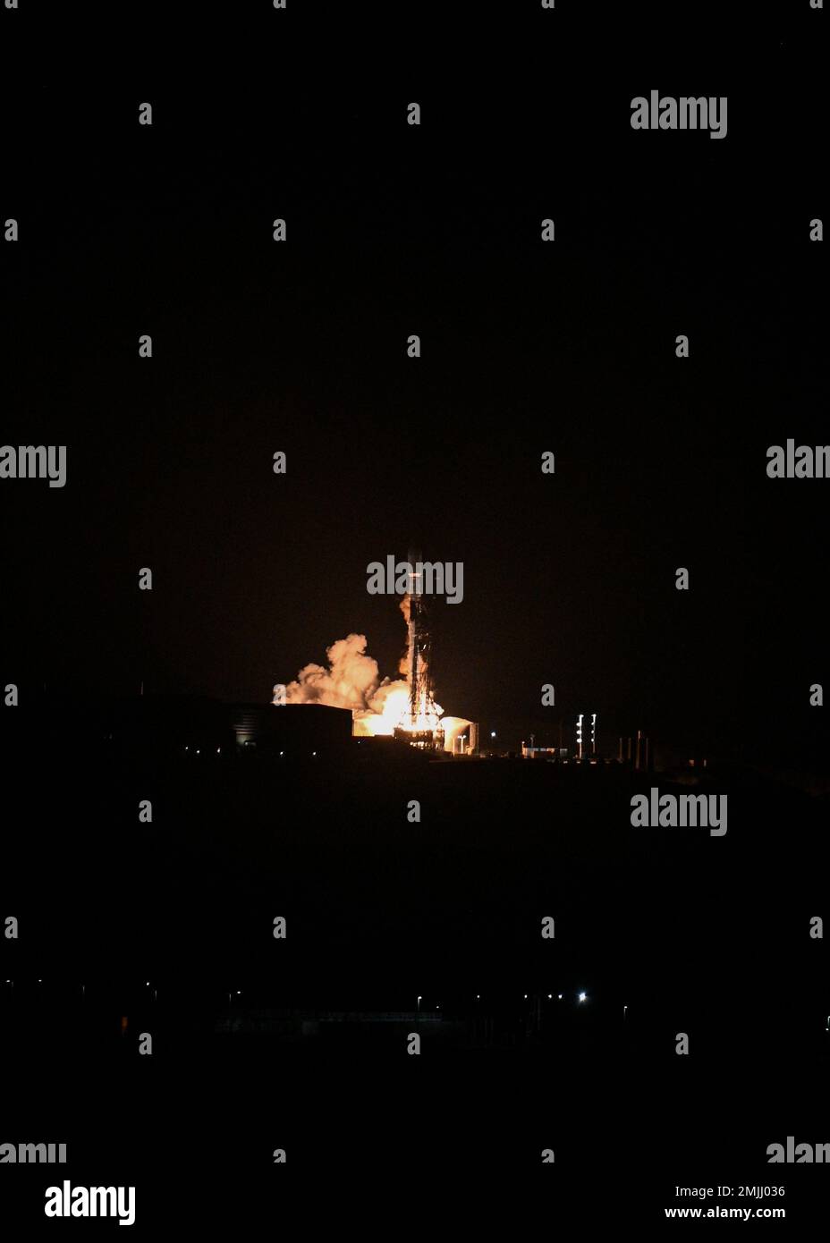 A SpaceX Falcon-9 rocket carrying Starlink mission 3-4 launches from ...