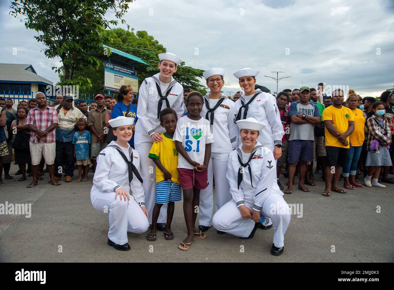 HONIARA, Solomon Islands (Aug. 30, 2022) — U.S. Navy Sailors pose for a ...