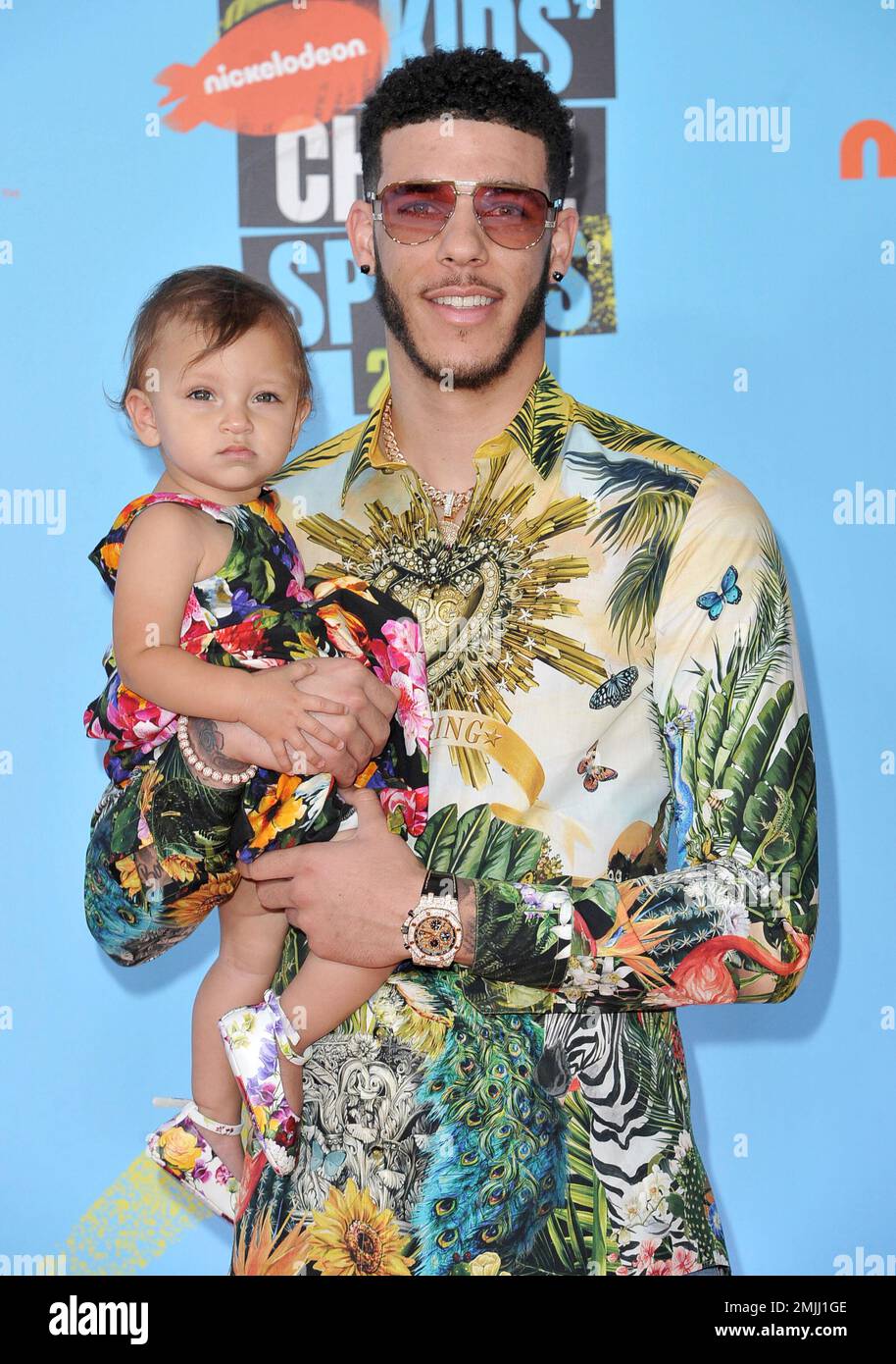 NBA player Lonzo Ball, of the New Orleans Pelicans, and daughter Zoey ...
