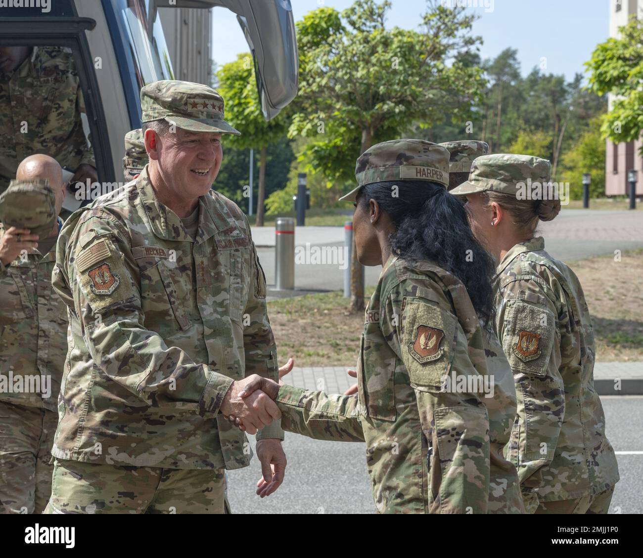 Members of the 86th Airlift Wing welcome U.S. Air Force Gen. James B ...