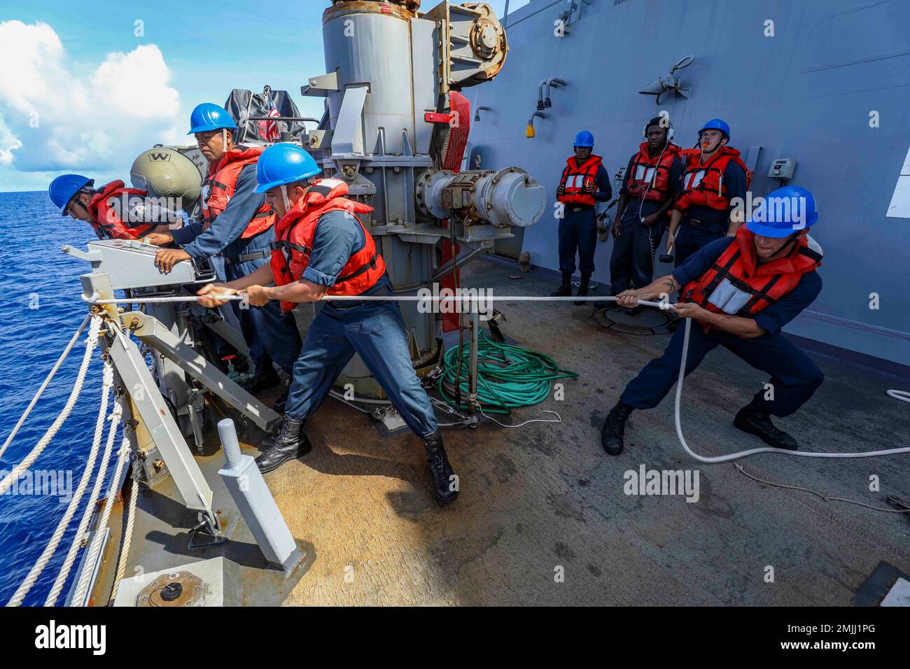 PHILIPPINE SEA (Aug. 30, 2022) Sailors assigned to deck department ...