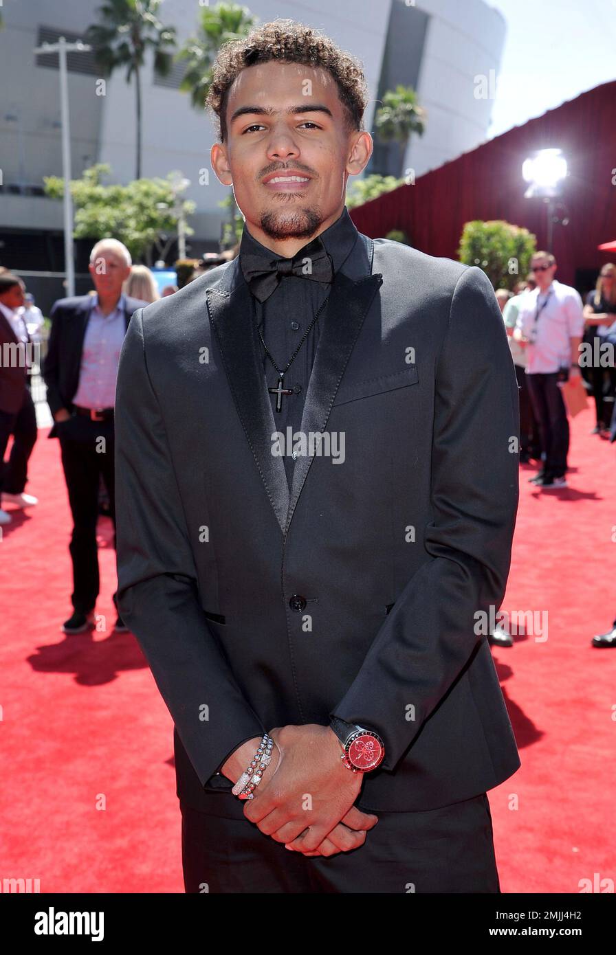 NBA player Trae Young, of the the Atlanta Hawks, arrives at the ESPY ...