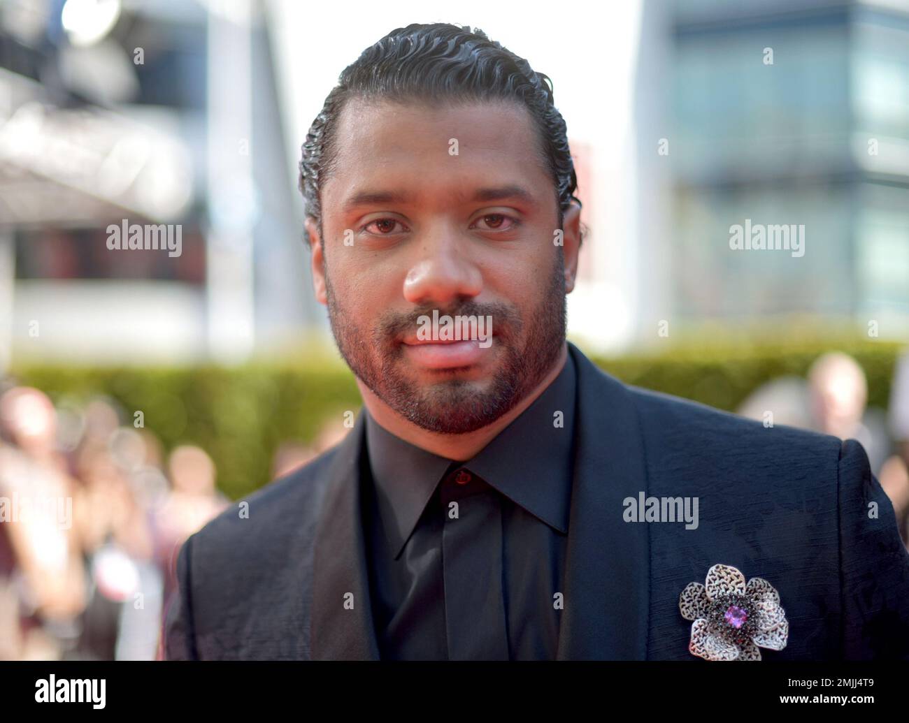 NFL player Russell Wilson, of the Seattle Seahawks, arrives at the ESPY ...