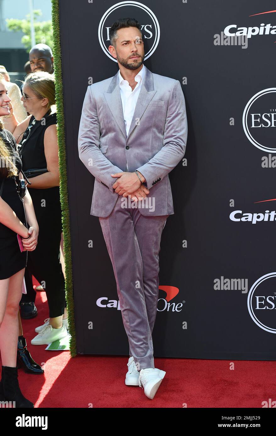 Zachary Levi arrives at the ESPY Awards on Wednesday, July 10, 2019, at ...