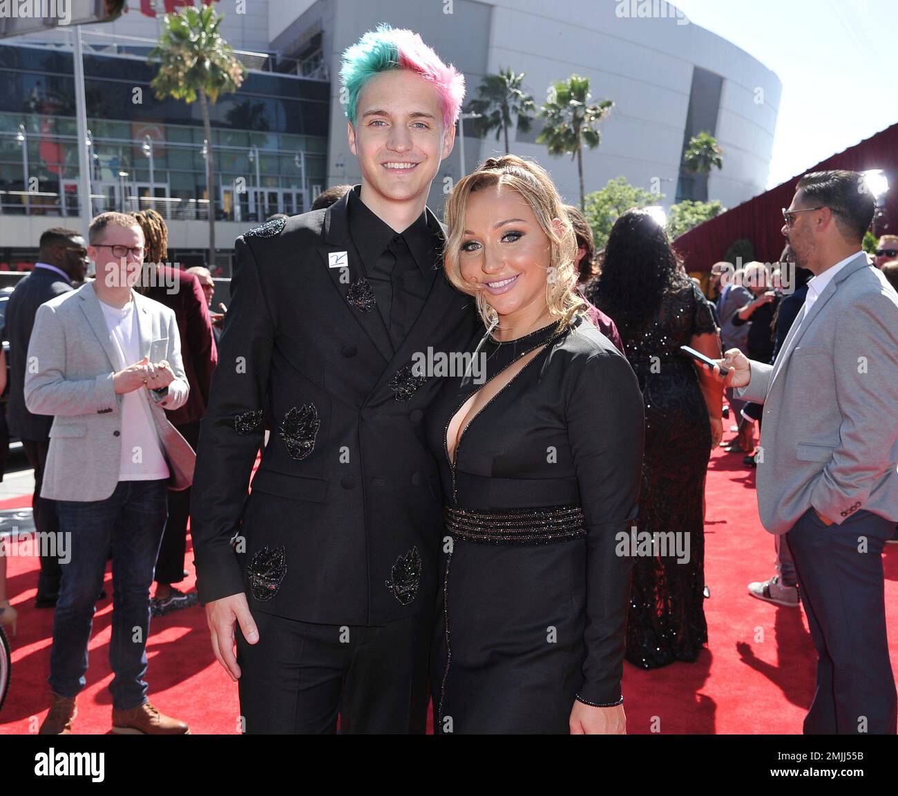 Ninja, left, and Jessica Goch arrive at the ESPY Awards on Wednesday ...