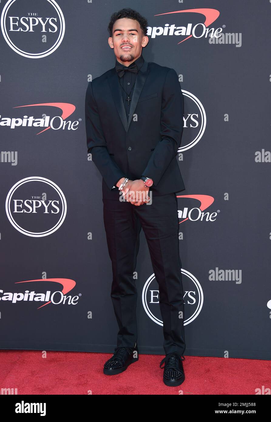 NBA player Trae Young, of the Dallas Mavericks, arrives at the ESPY ...
