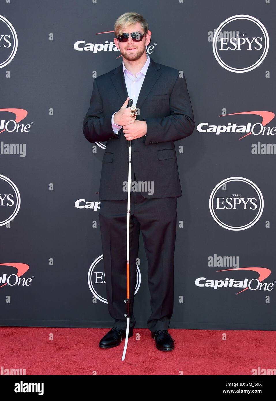 Jake Olson arrives at the ESPY Awards on Wednesday, July 10, 2019, at ...