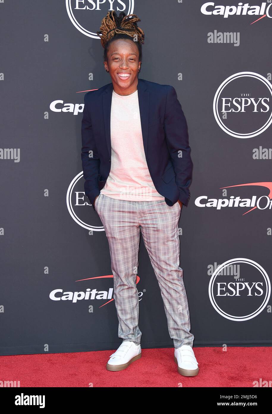 Kesha Smith arrives at the ESPY Awards on Wednesday, July 10, 2019, at ...