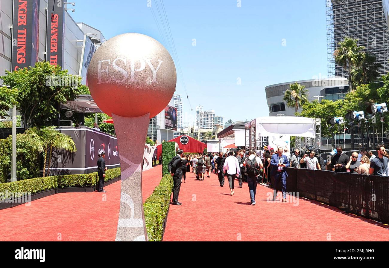 An ESPY statue appears on the red carpet at the ESPY Awards on ...