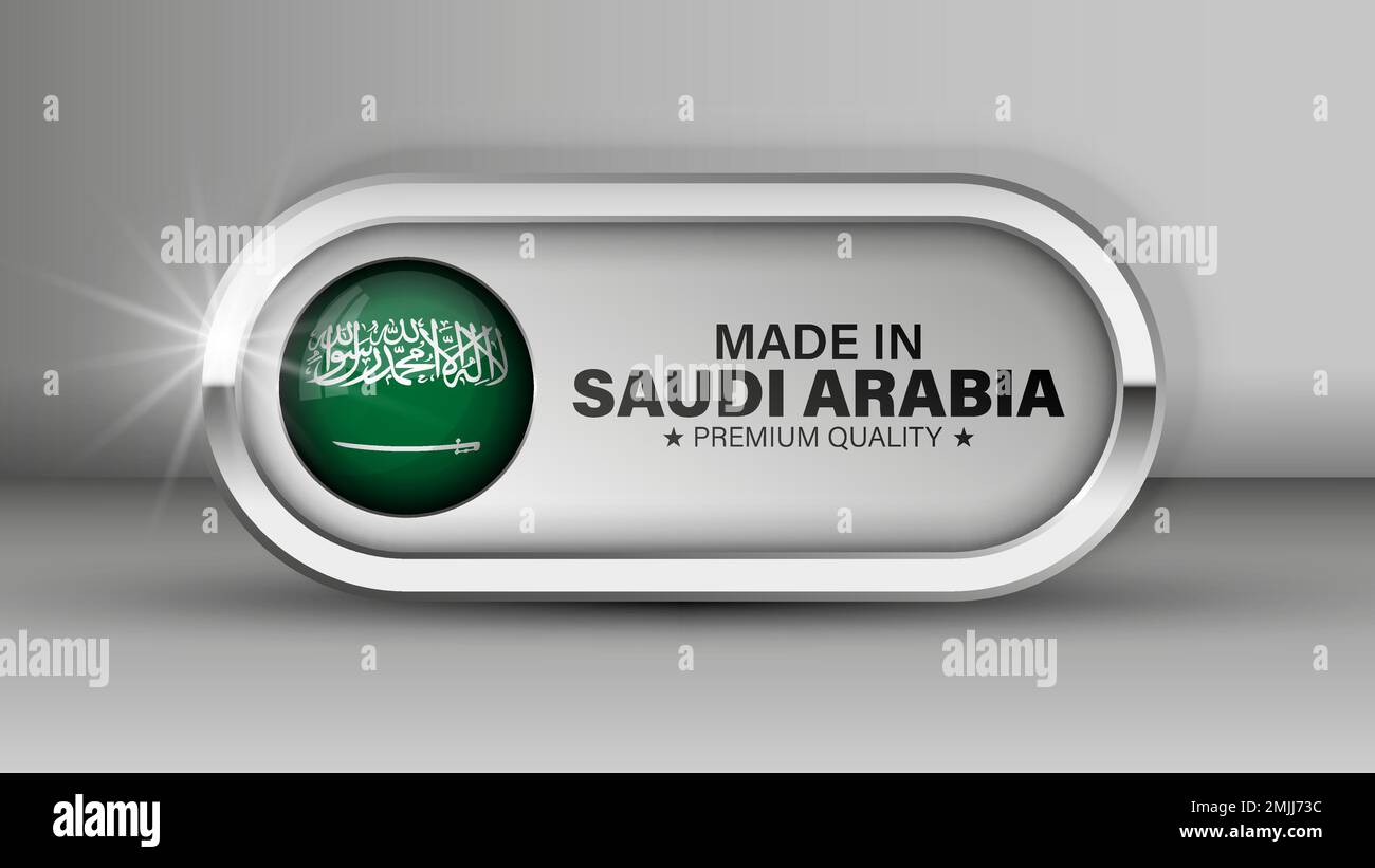 Made in SaudiArabia graphic and label. Element of impact for the use ...
