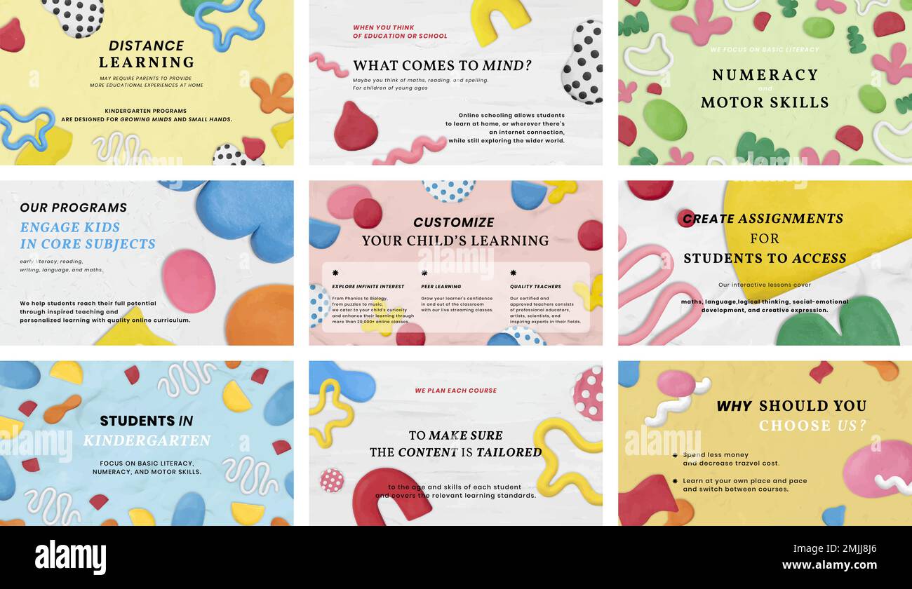 Kid's online class template vector cute plasticine clay patterned ad ...