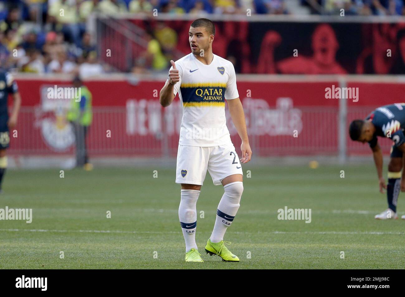 Boca Juniors defender Marcelo Weigandt (27) gestures during the first ...