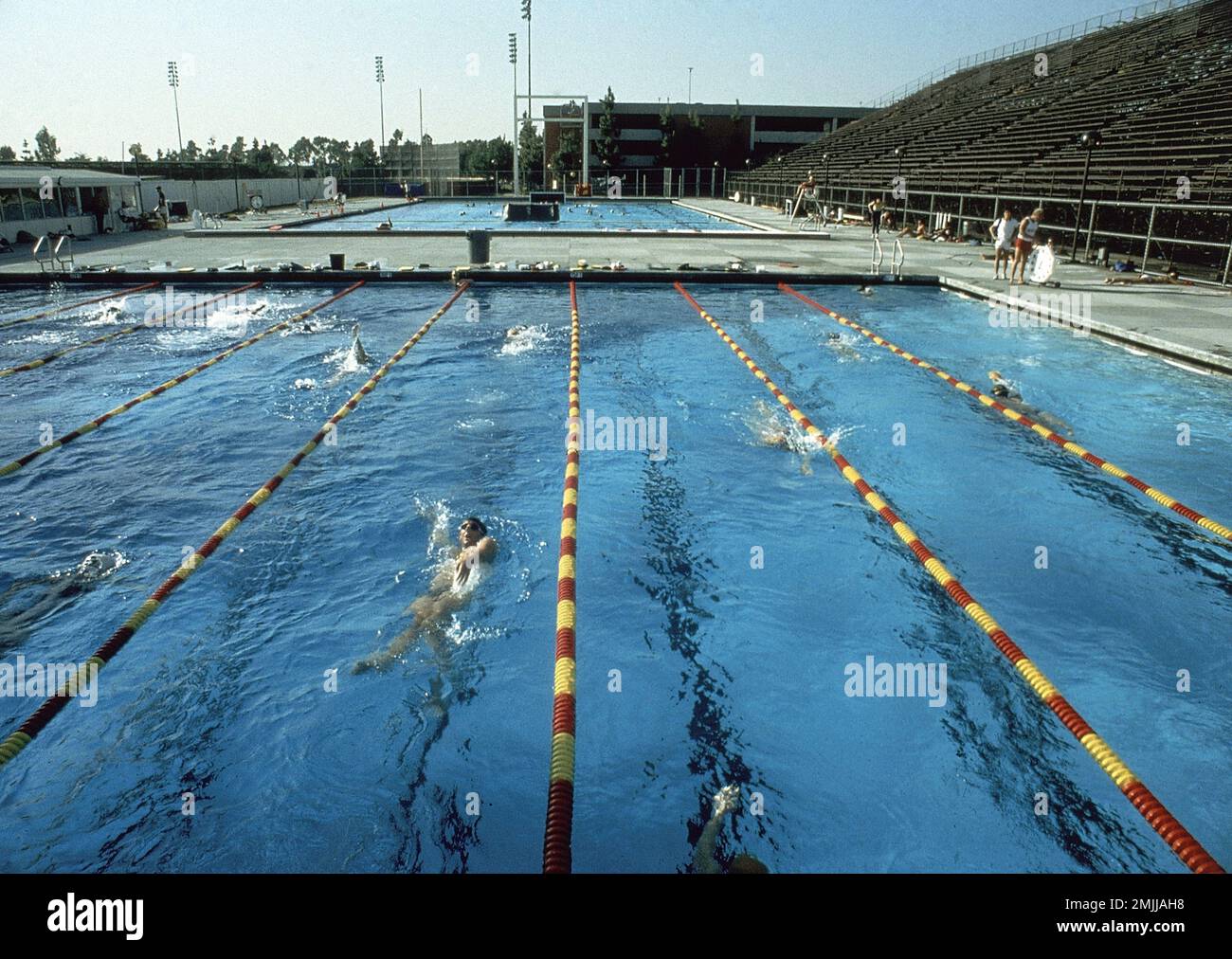 A view in 1983 of the University of Southern California's pools which ...