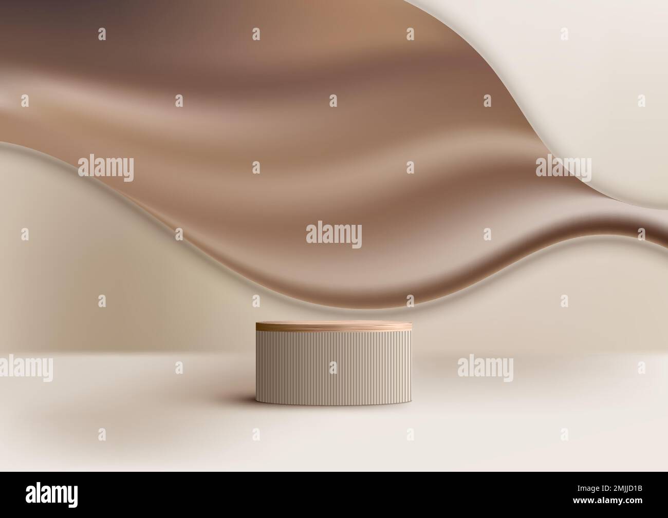 3D realistic top of wood surface podium platform stand with brown ...