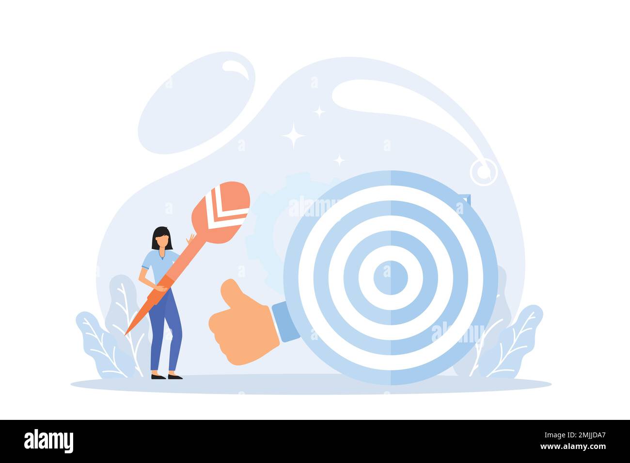 Digital business illustration. Characters generating ideas, targeting ...