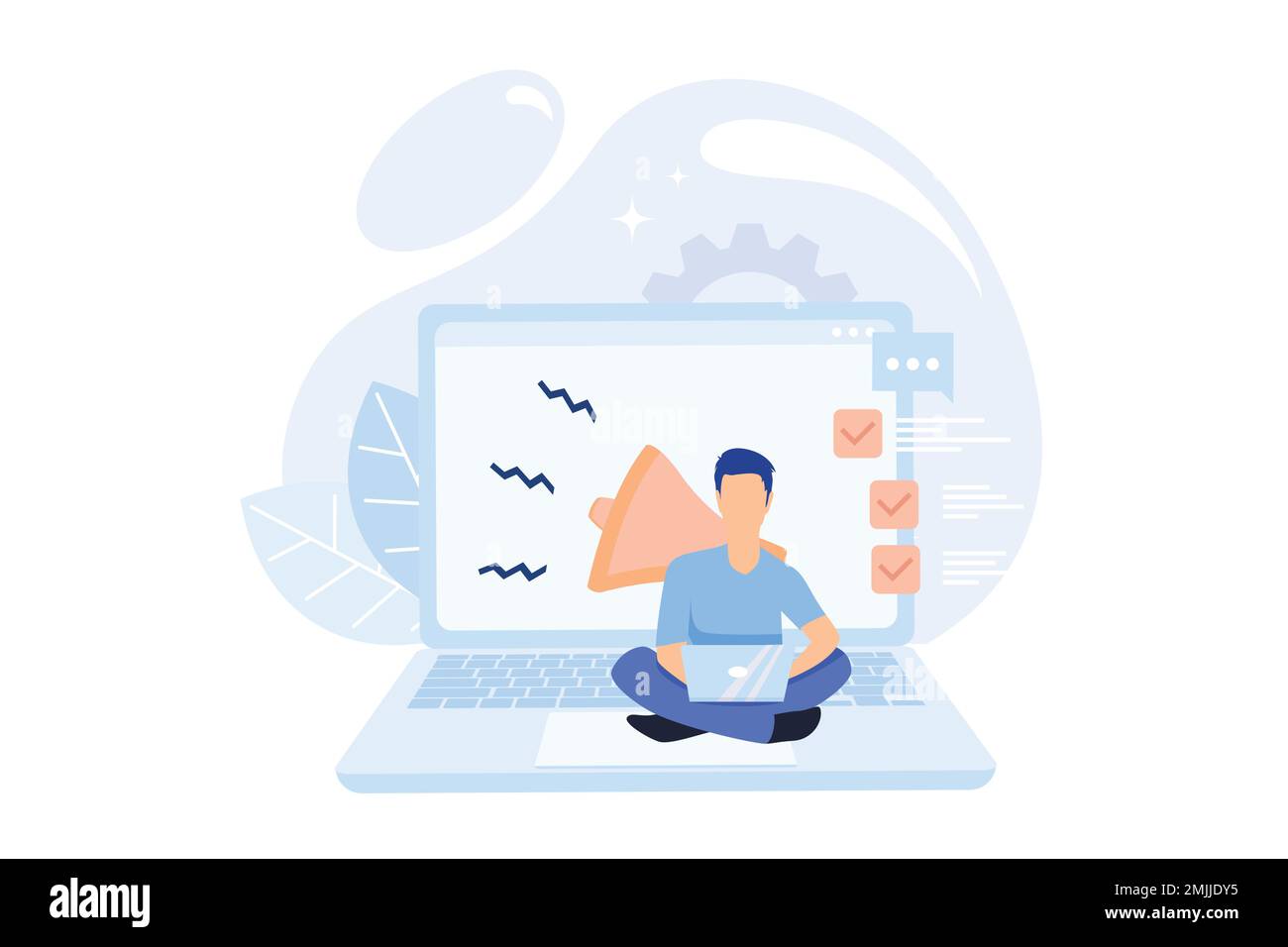 Digital marketing and promotion illustration. Characters analyzing ...