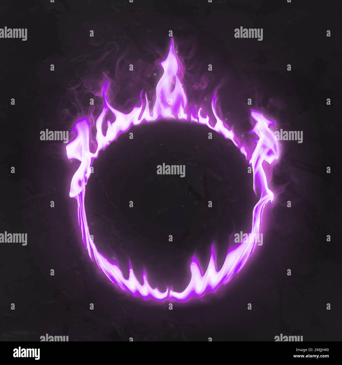 Flame frame, pink neon circle shape, realistic burning fire vector ...