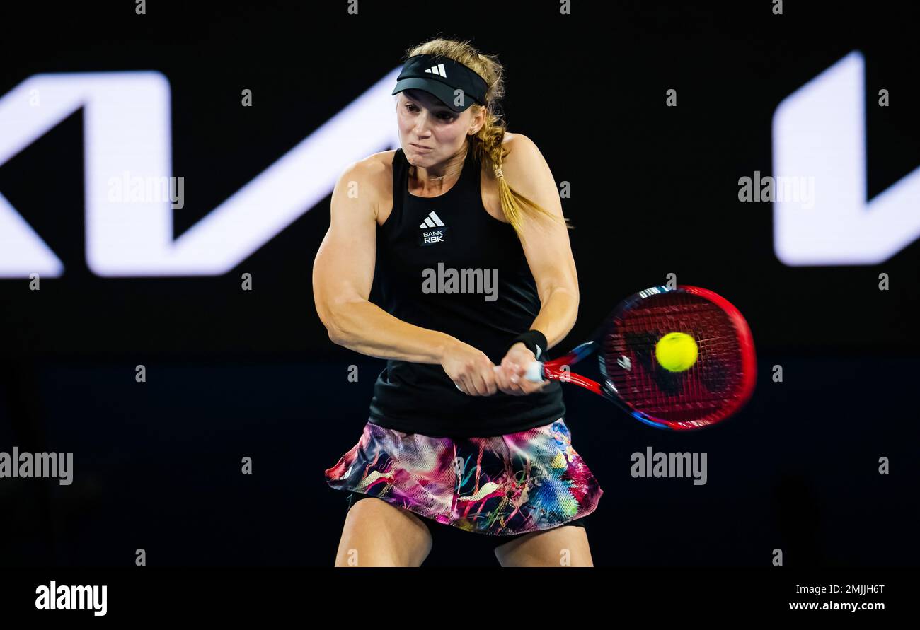 Elena Rybakina of Kazakhstan in action against Victoria Azarenka of ...