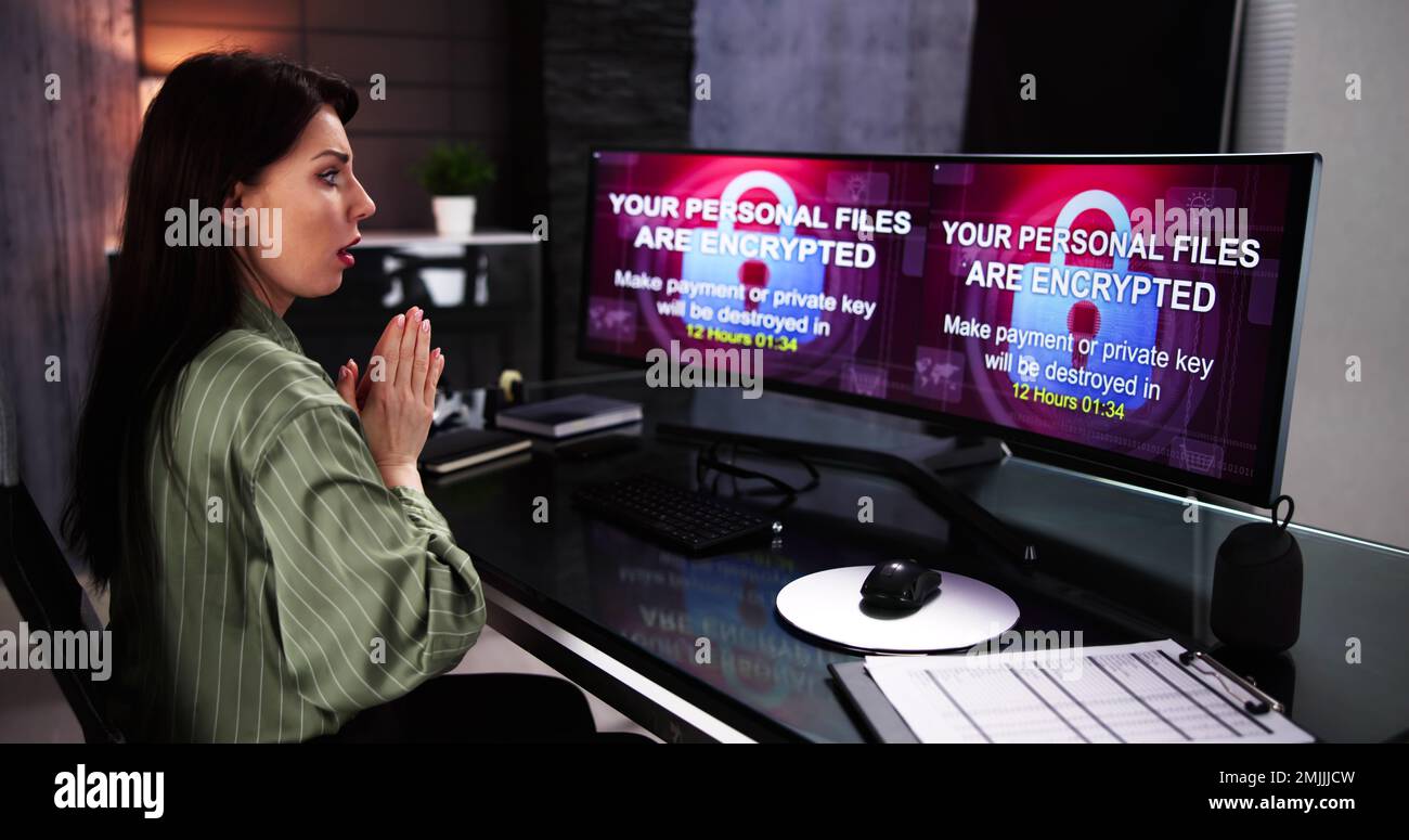 Ransomware Malware Breach. Hacked Computer. Ransom Attack Stock Photo ...