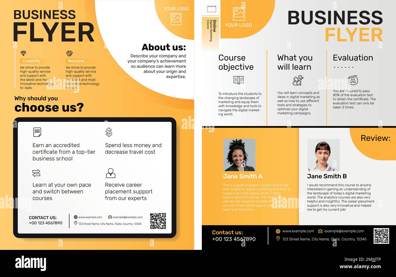 Editable business flyer template vector in yellow modern design Stock ...