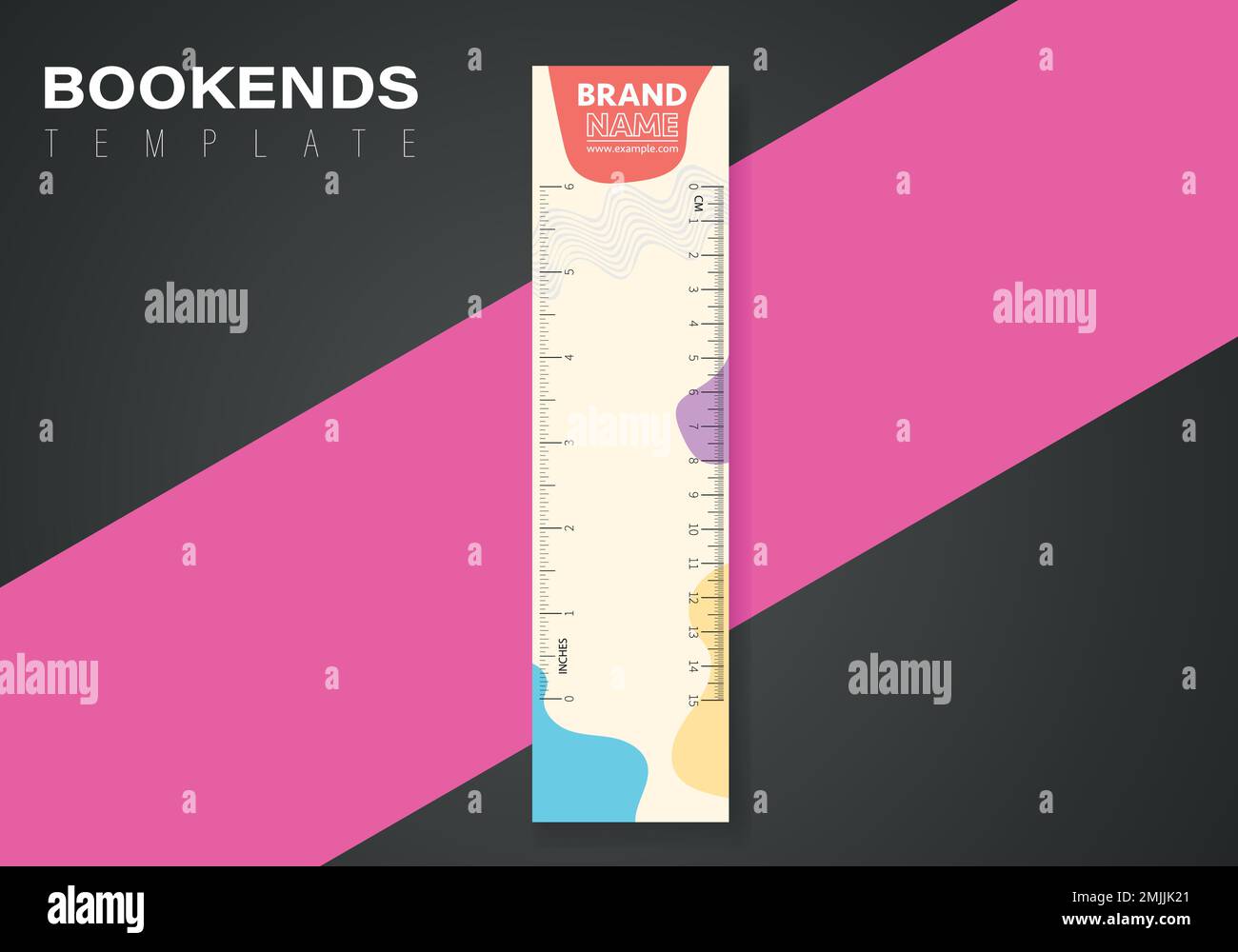 Vertical vector bookmarks design template with ruller and logo space ...