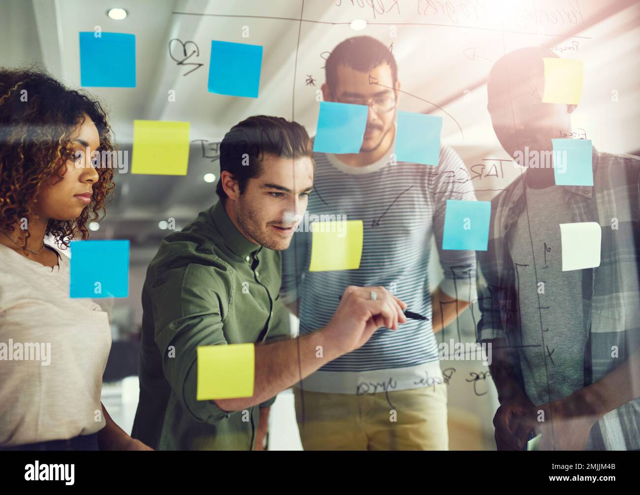 Coming together to develop a plan. a group of young designers planning ...