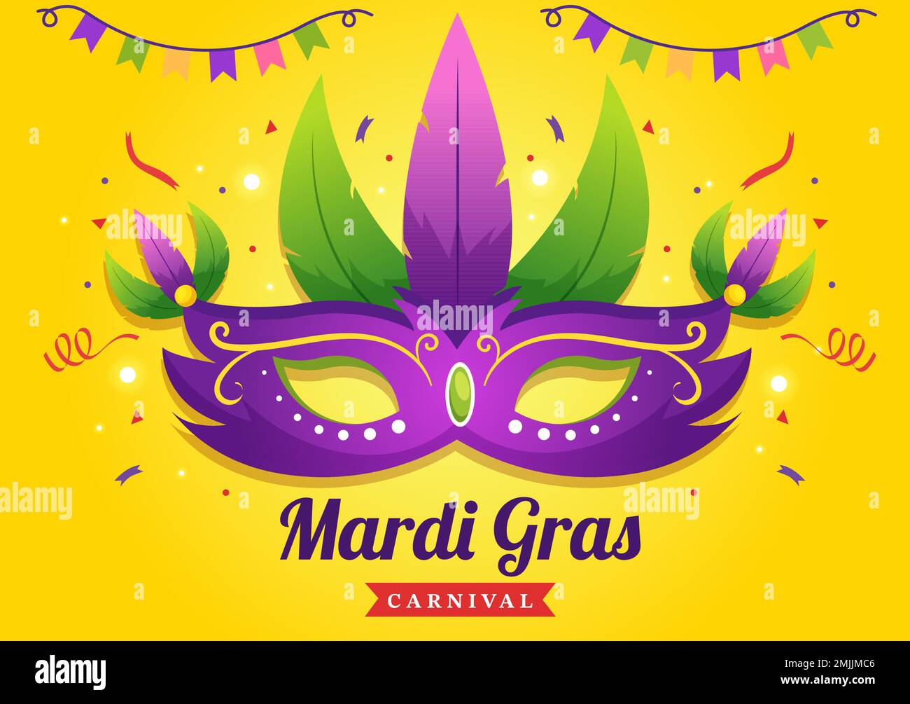 Mardi Gras Carnival Party Illustration With Mask Feathers And Item