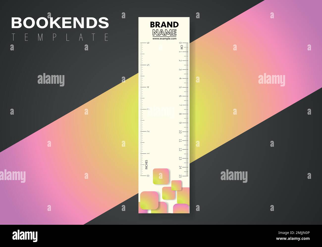 Vertical vector bookmarks design template with ruller and logo space ...