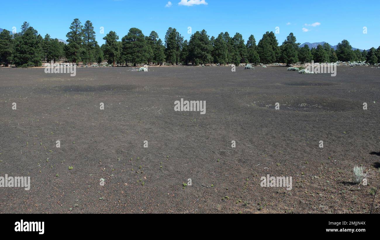 This June 28, 2019 photo shows a fenced-off field of craters in a ...