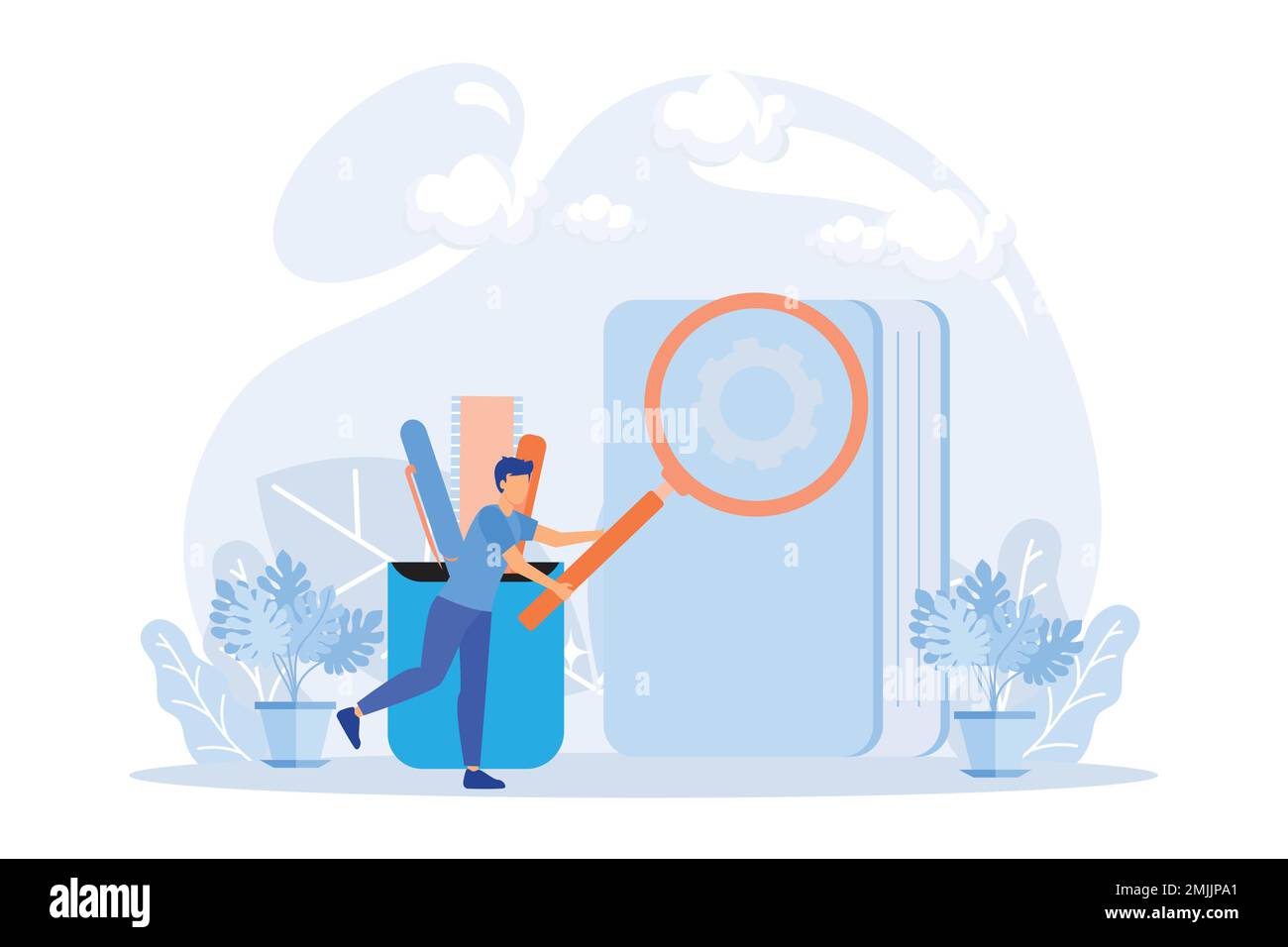 User manual illustration. People characters reading and writing privacy ...