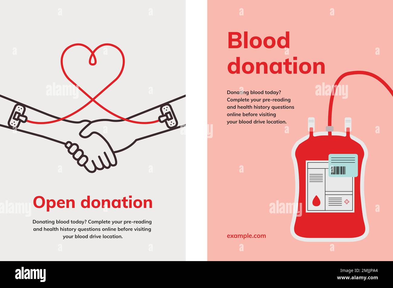 Blood donation campaign template vector ad poster in minimal style dual ...